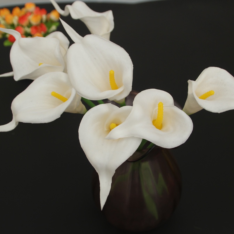 Hoa Rum giả chất liệu nhựa PU cao cấp giống thật, Rum trắng, Calla lily ...