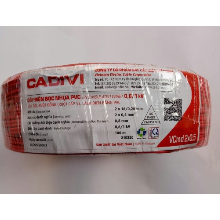 CADIVI Dây Điện Đôi [Cuộn 100m] 2x16 VCmd / 2x0.5mm | Shopee Việt Nam