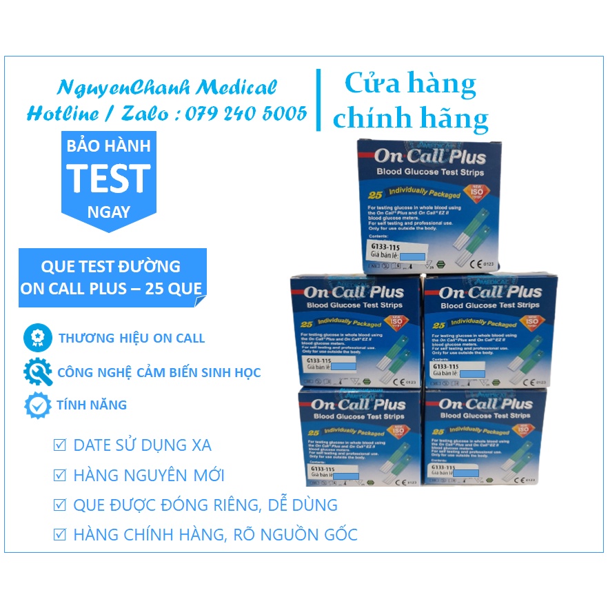Hộp 25 que thử đường huyết On Call Plus - Chính Hãng ACON | Que đo ...