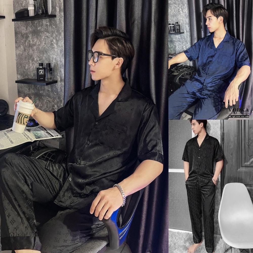 Đồ Ngủ Nam Pijama Lụa Bộ Mặc Nhà Chất Liệu Lụa Gấm Mềm Mại Thoáng Mát ...