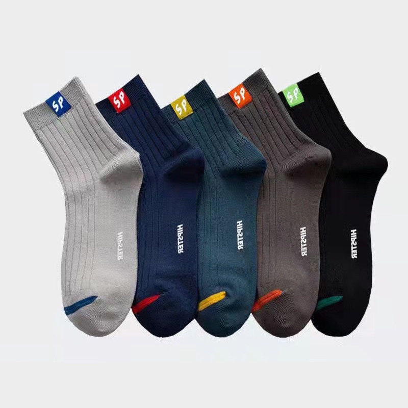 Combo 5 đôi tất nam cổ cao thể thao Hàn Quốc vớ nam cao cấp co giãn 4 ...