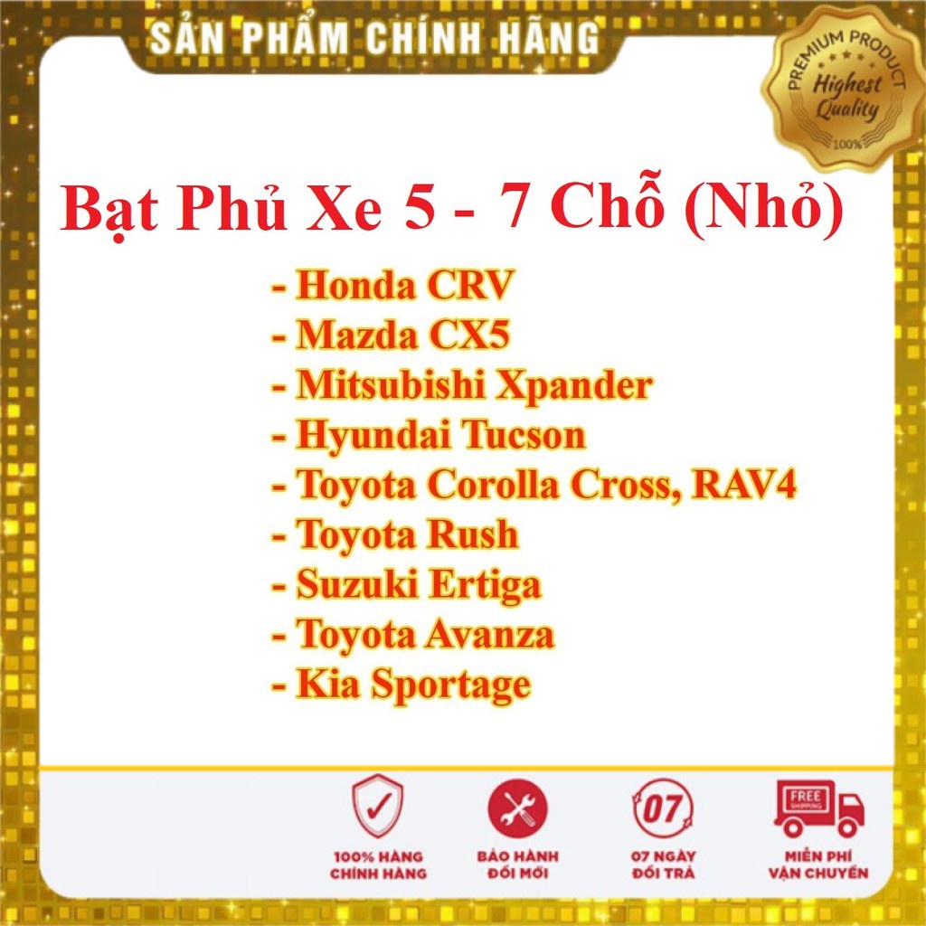 Bạt phủ xe 3 lớp cho xe (5 - 7 chỗ nhỏ), Cx5, Innova, Crv, CX5, Tucson, Santafe, Xpander,Cross ...