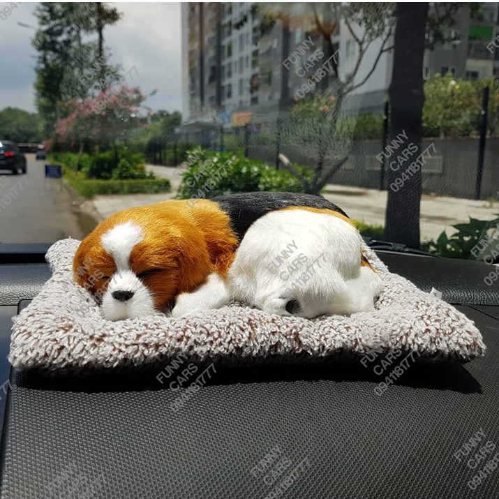 Thú bông than hoạt tính trang trí tablo ô tô - chó trắng đen vàng ...