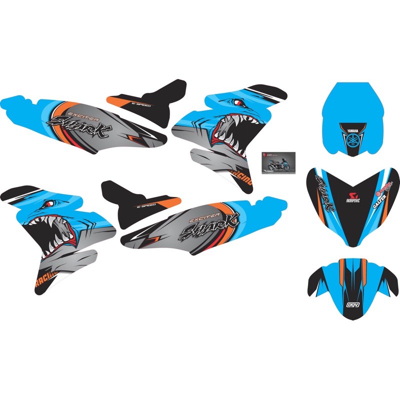 tem trùm exciter 150 cá mập xanh, độ team trùm decal xe máy ex dán đời ...