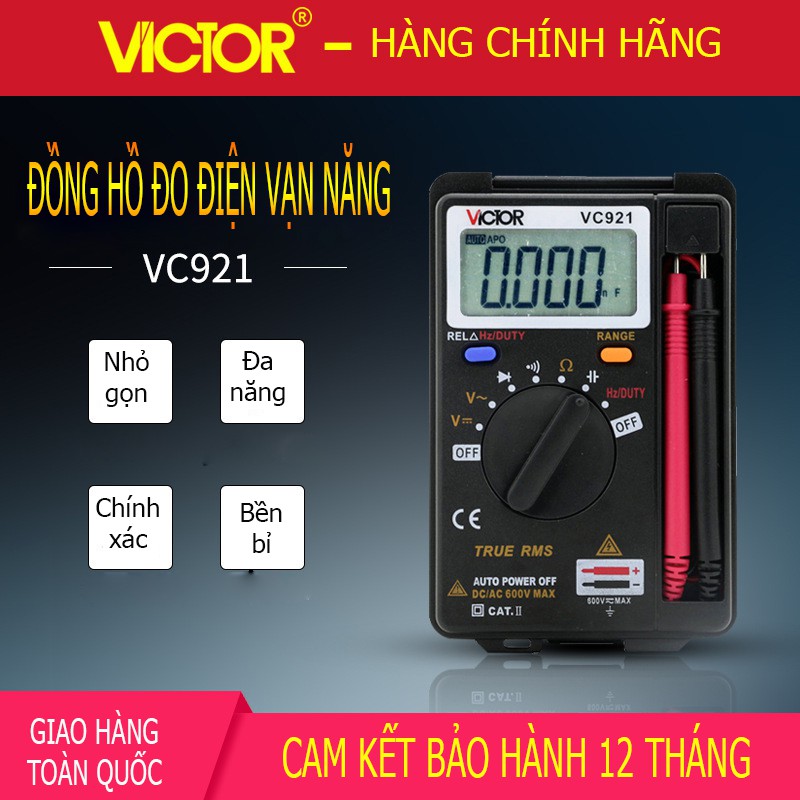 [Hàng chuẩn logo] Đồng hồ đo điện vạn năng bỏ túi VICTOR VC921 | Shopee Việt Nam