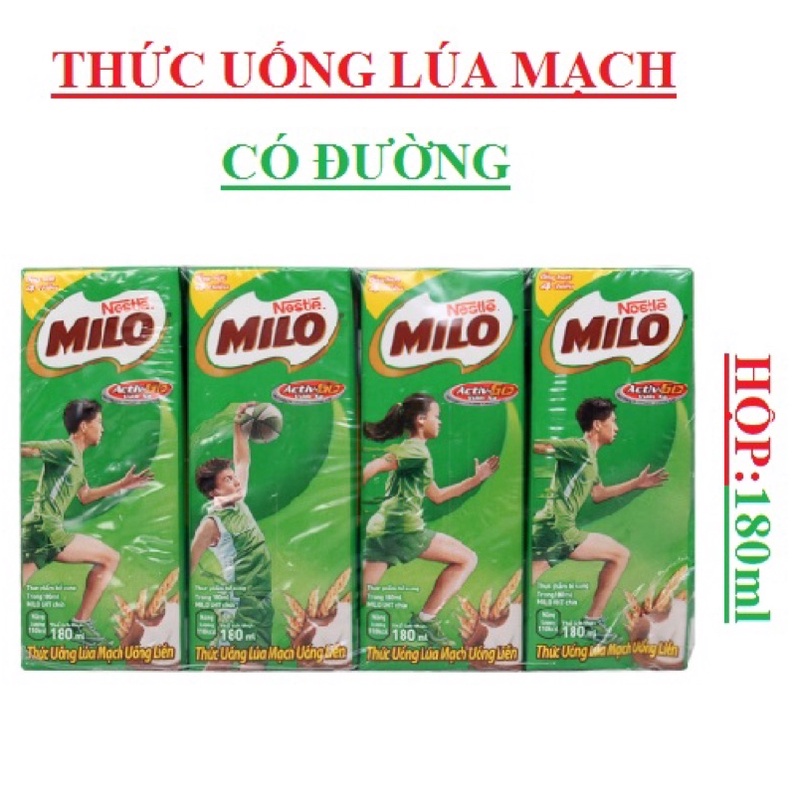 Milo hộp có đường 180ml - lốc 4 hộp | Shopee Việt Nam