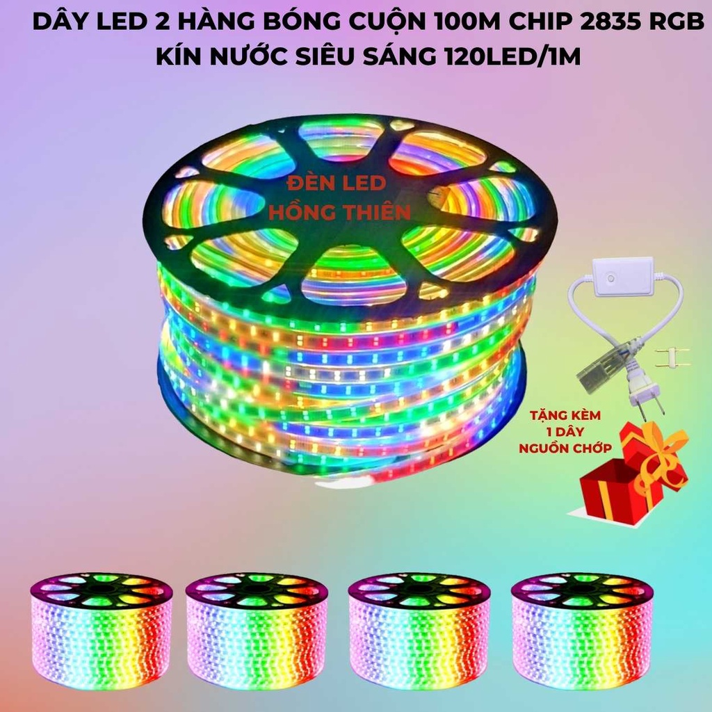 Led cuộn 2835 2 hàng bóng đủ màu 100m CÓ KÈM DÂY CHỈNH | Shopee Việt Nam