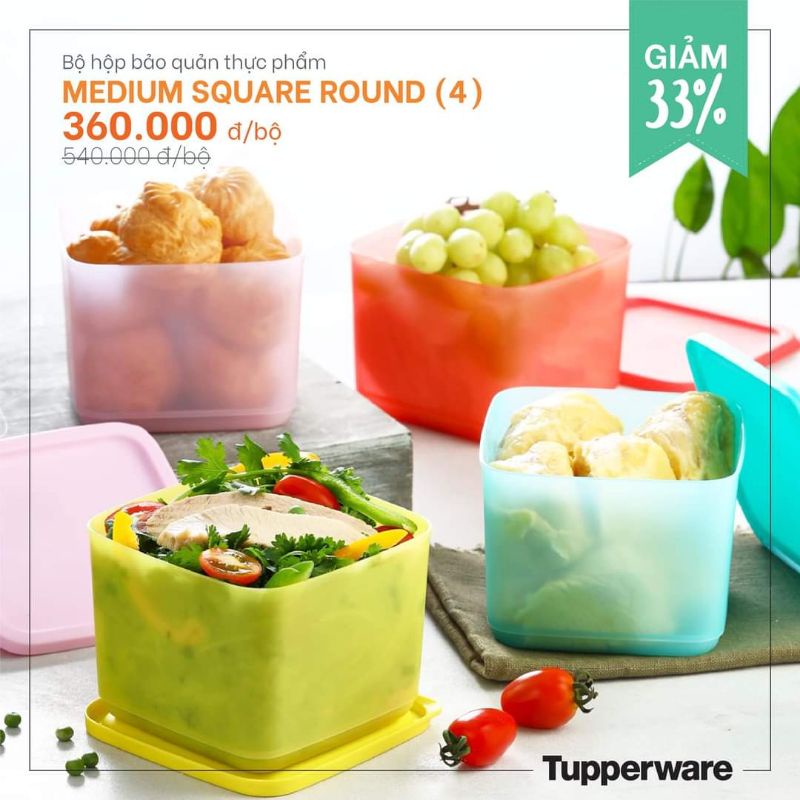 Hộp bảo quản Medium square round 1 lít Tupperware | Shopee Việt Nam