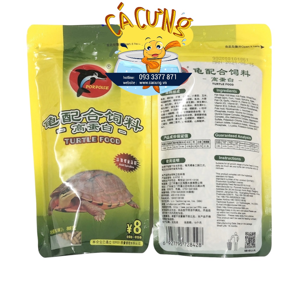 Thức Ăn Chuyên Dụng Cho Rùa Cảnh hiệu PORPOISE 88g (giúp rùa ham ăn ...