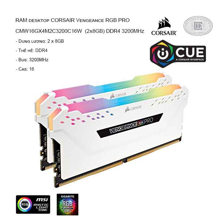 Ram DDR4 Corsair pro rgb white 16G bus 3200 c16 bảo hành 2021 | Shopee ...