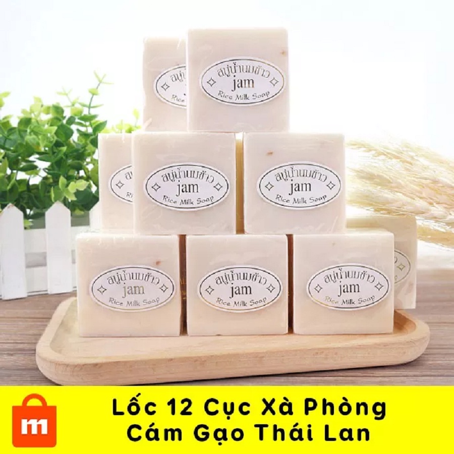 SÁP Xà phòng tắm Sữa Cám Gạo Thái Lan JAM RICE MILK SOAP 50g LỐC 12 CỤC ...