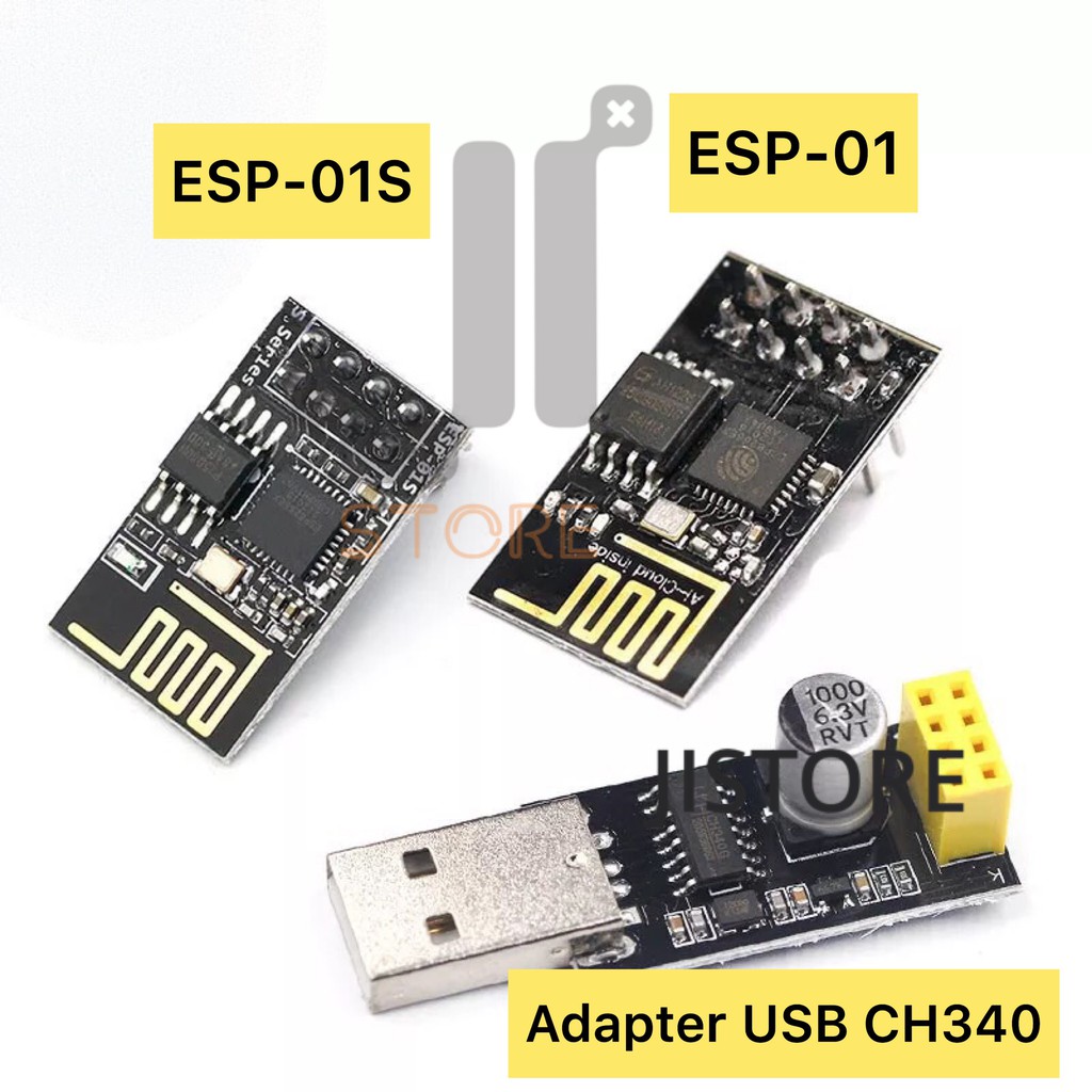 Bộ mô đun mạch phát triển IOT wifi ESP-01 ESP-01S ESP8266 AI-Thinker, module USB ADAPTER TO ESP ...