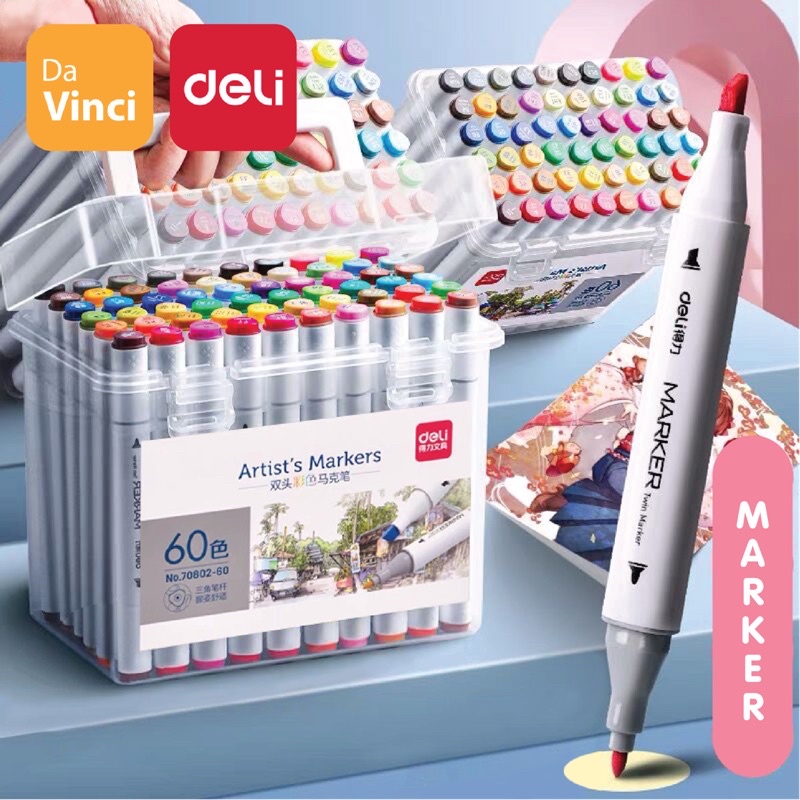 [ DaVinci ] Bút màu marker hai đầu cao cấp Deli | Shopee Việt Nam