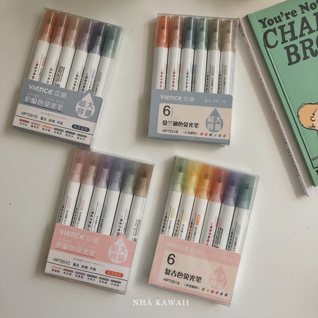 Set bút highlight màu pastel Retro Color, bút đánh dấu nhiều màu ...