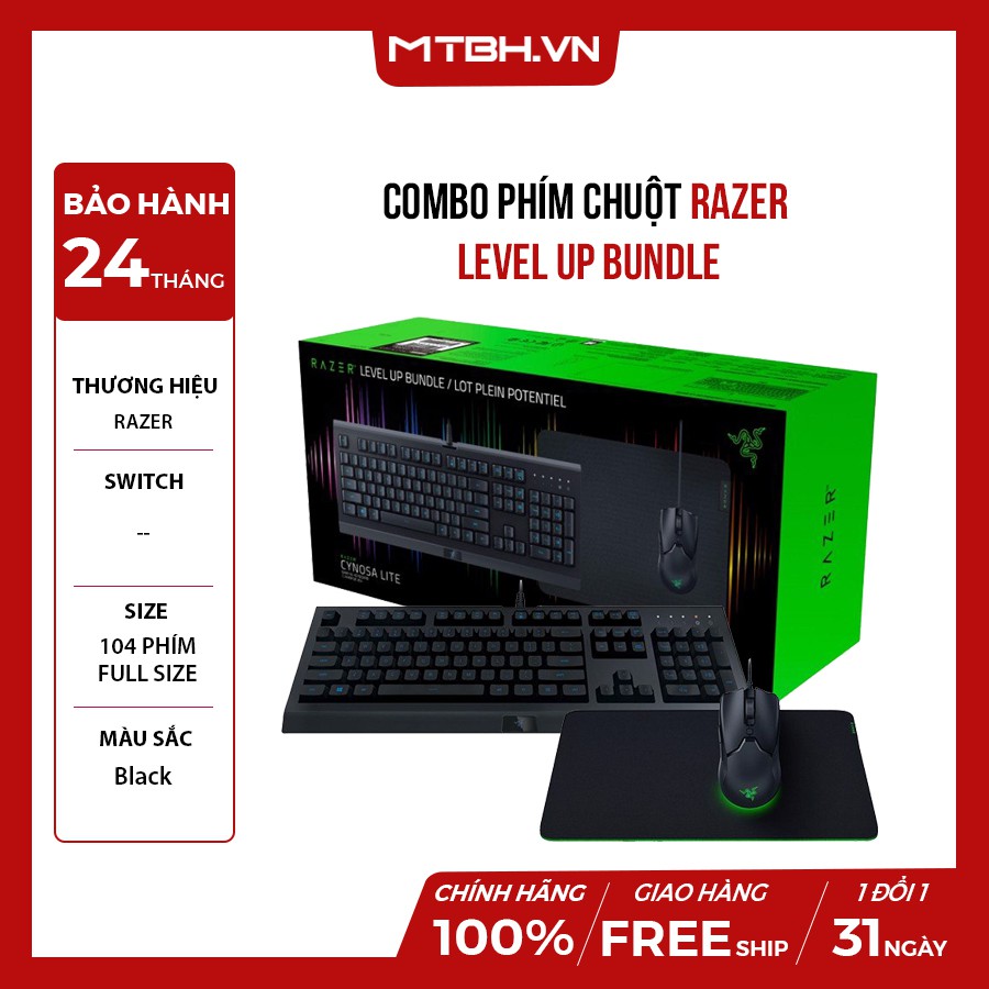 Combo Bàn Phím Razer Level Up Bundle (Cynosa Lite + Viper Mini + Gigantus V2 Medium) (Rz85 ...