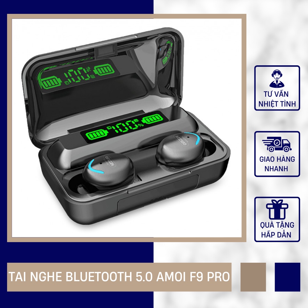 Tai Nghe Bluetooth 5.0 AMoi F9 Pro Kiêm Sạc Dự Phòng Đa Năng - Chống Nước IP67, Cảm Biến Vân Tay ...