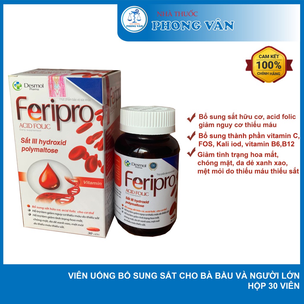 Viên uống bổ sung sắt hữu cơ Feripro bổ máu, cải thiện tình trạng thiếu ...