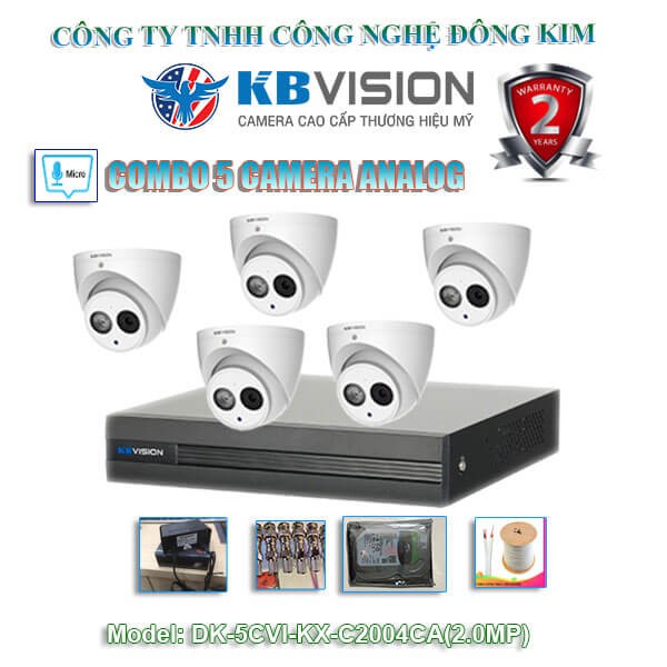 Trọn bộ 1-4 camera Kbvision 2.0MP Tích hợp Mic Thu Âm thương hiệu mỹ ...