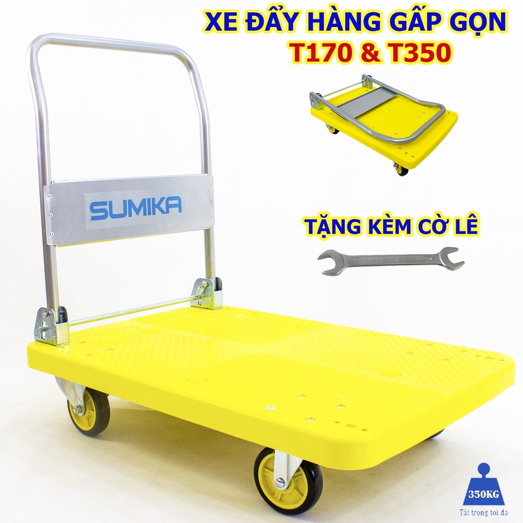 Xe đẩy hàng sàn nhựa tay cầm gấp gọn chính hãng Sumika T170 & T350 tải ...