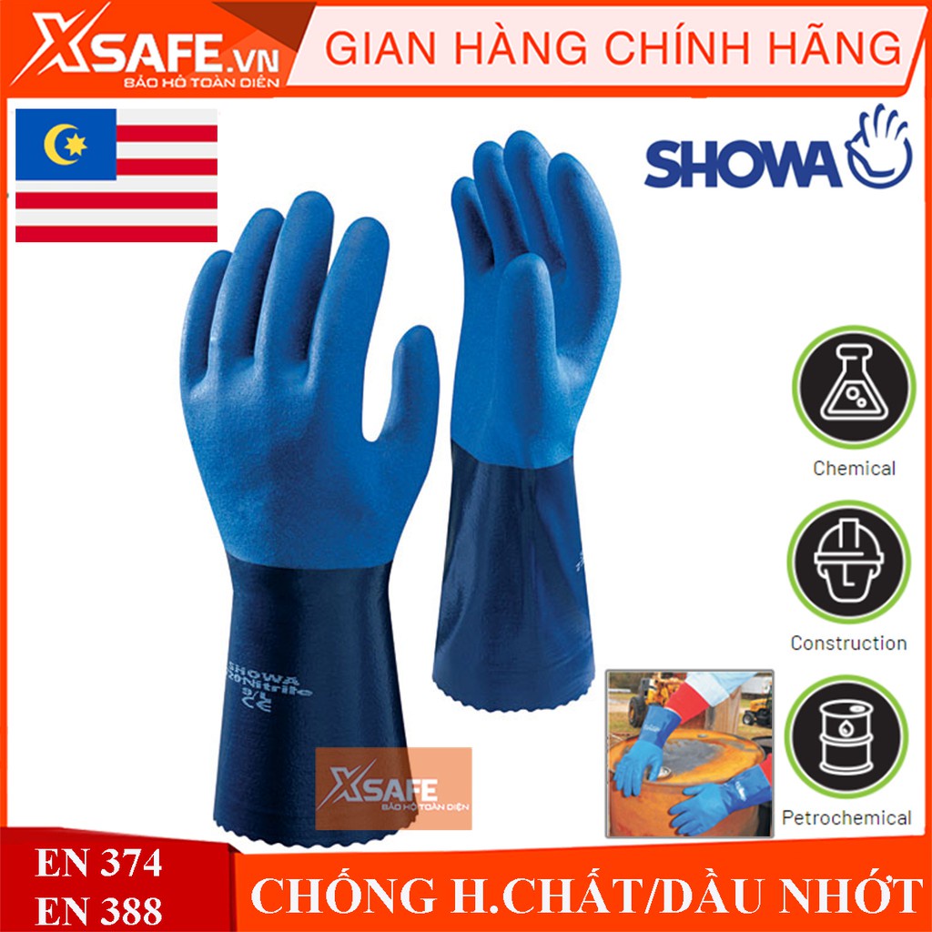 Găng tay chống hóa chất Showa 720 NBR chống dầu, axit, hóa chất, chống ...