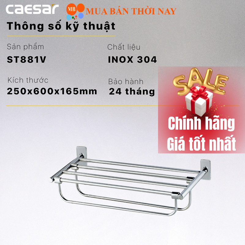 Kệ treo khăn inox Caesar ST881V, thanh treo khăn inox 304, Cam kết chính hãng | Shopee Việt Nam