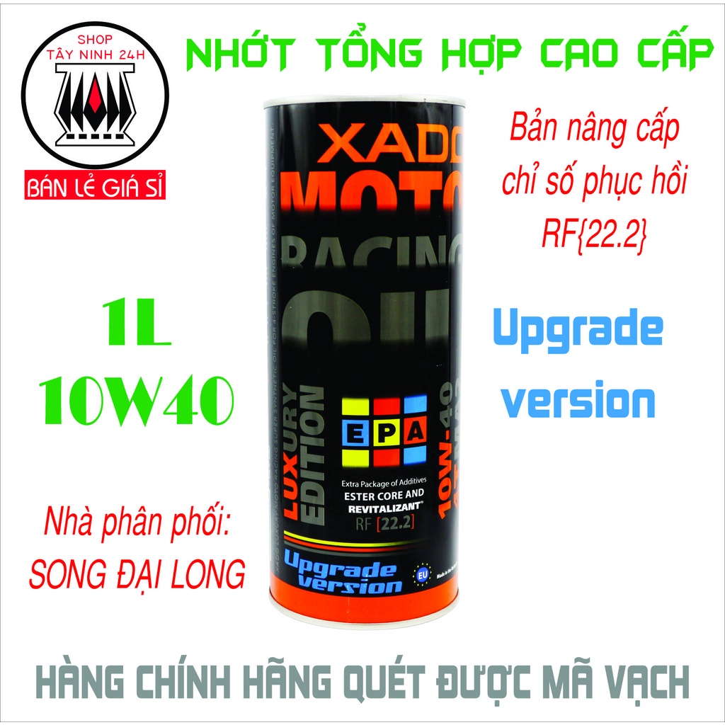 Nhớt CAO CẤP XADO Moto Racing OIL JASO MA2 - API SN - SAE 10W40 - 1 Lít ...