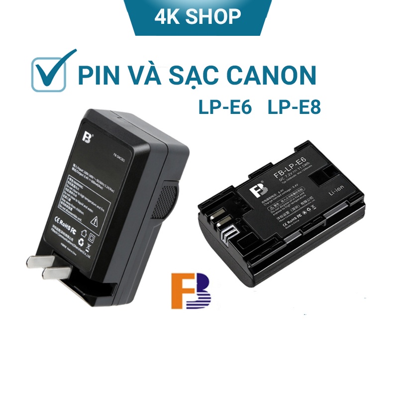 Pin sạc máy ảnh canon Lp e6 Lp E8 chính hãng FB | Shopee Việt Nam