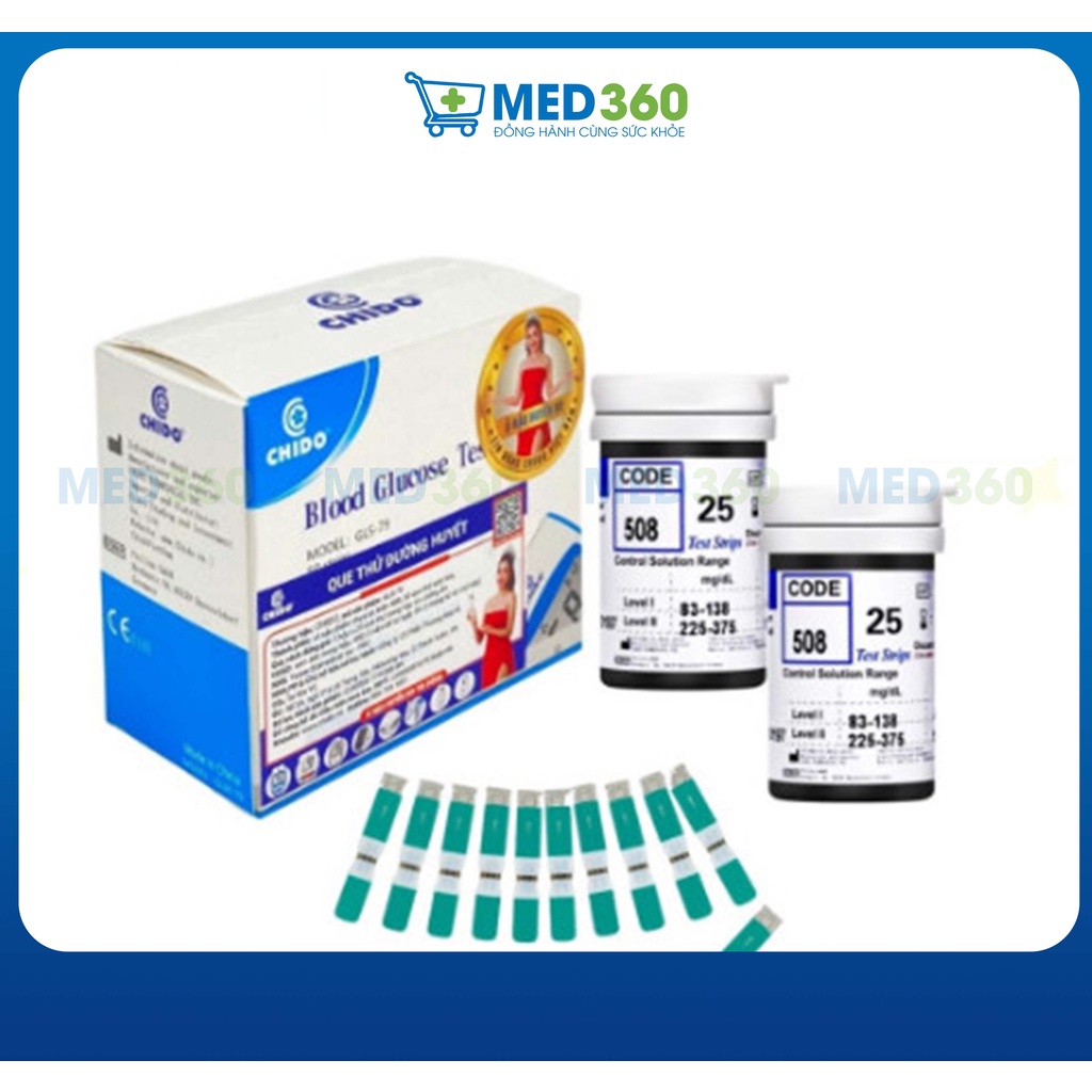 Que thử đường huyết CHIDO GLS-79 ( Hộp 50 que) tặng kèm kim lấy máu - TBYT Med360 | Shopee Việt Nam