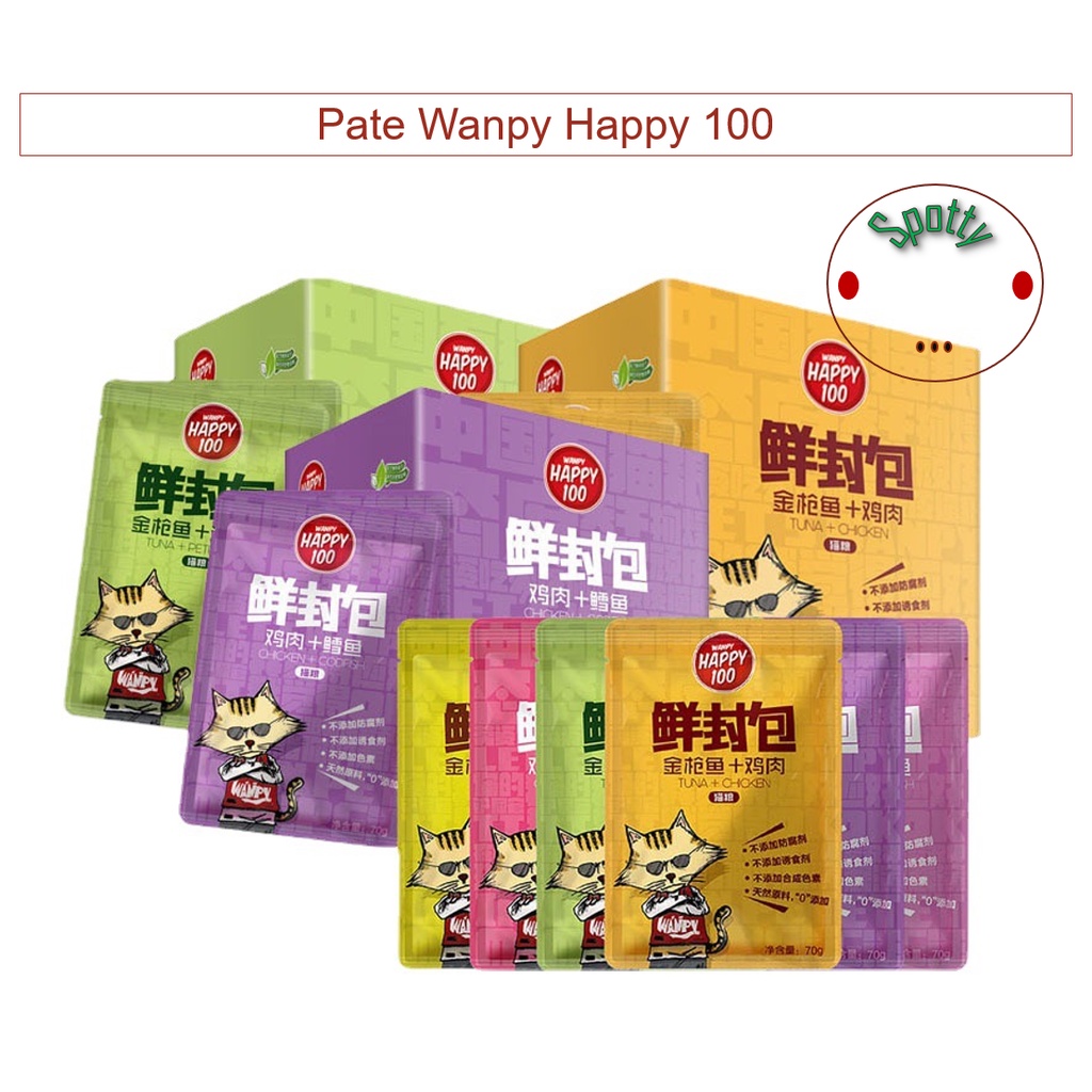 PATE WANPY HAPPY 100 GÓI 70G | pate mèo | thức ăn cho mèo | Shopee Việt Nam