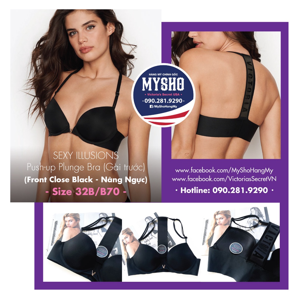 [32B/B70-23] Áo lót Illusions Push-up Plunge (GÀI TRƯỚC) (Black - Nâng ngực) | Shopee Việt Nam