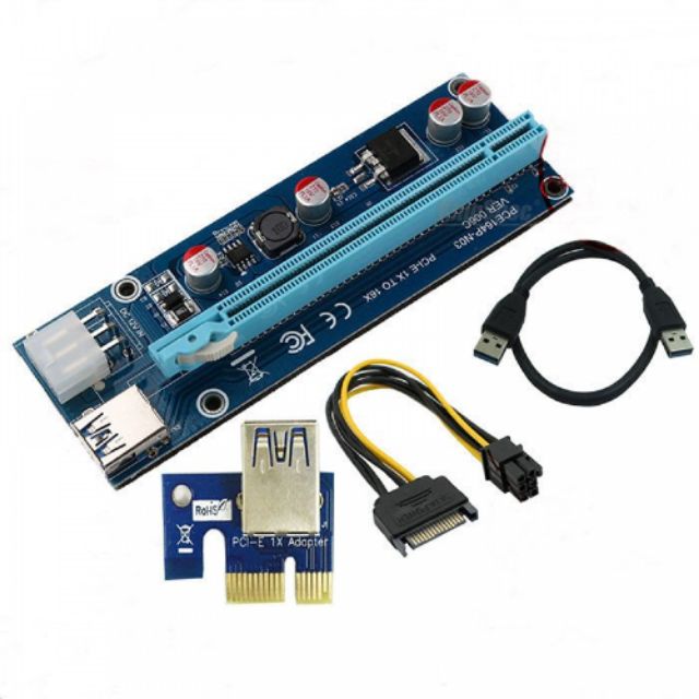 DÂY RISER PCI EXPRESS 1X TO 16X USB 3.0 6PIN (LIKE NEW) | Shopee Việt Nam