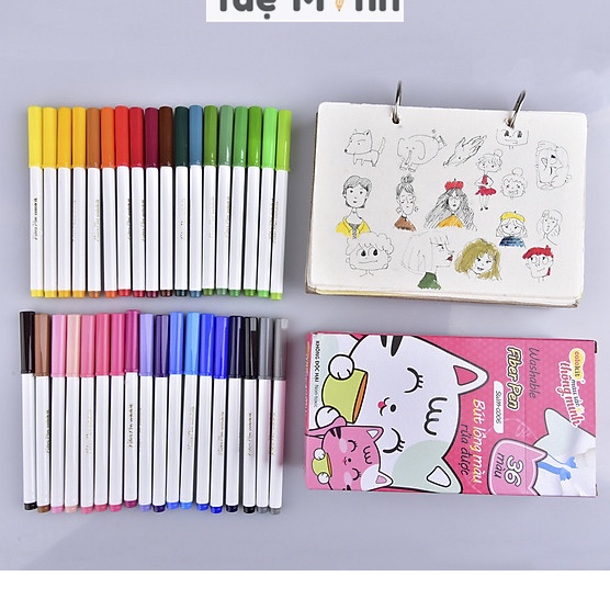 Bút lông màu Fiber Pen 36/20 Colokit viết Calligraphy tô màu, ngòi nón ...