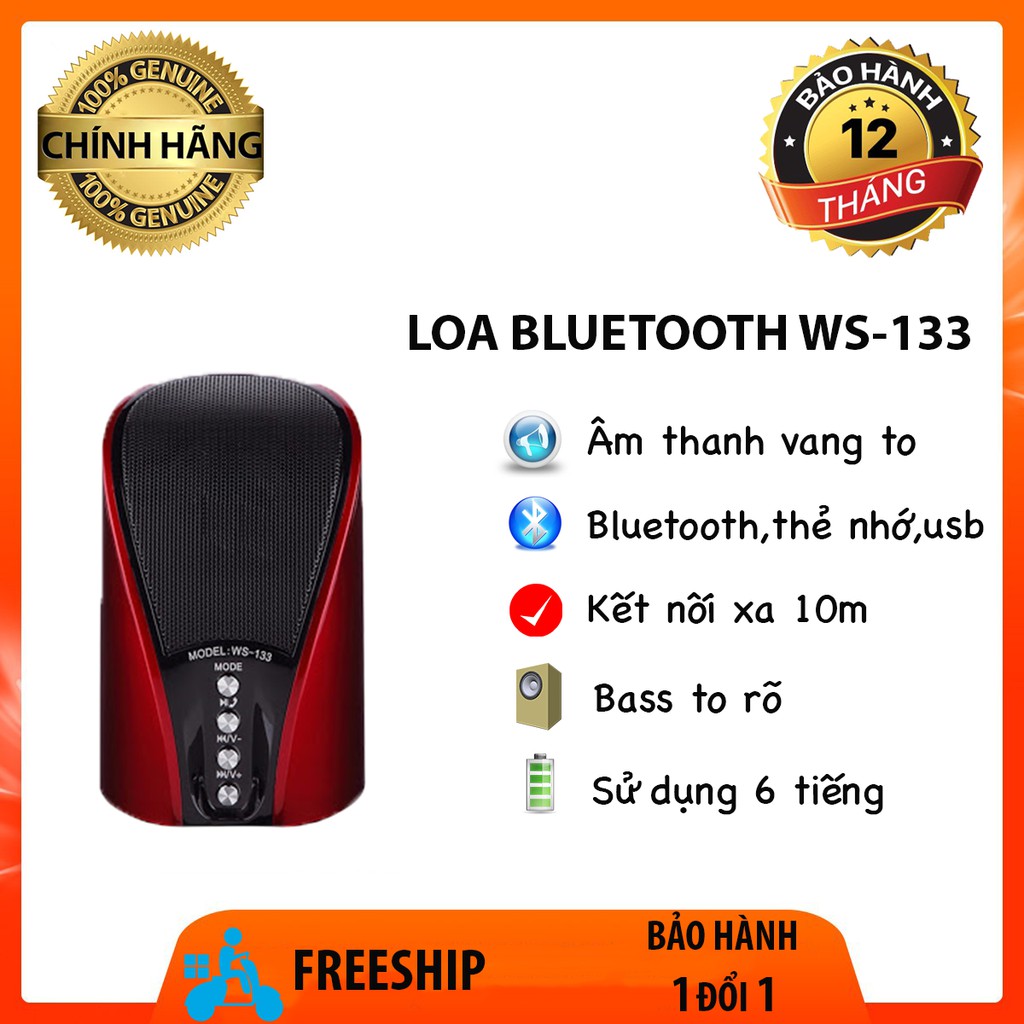 Loa bluetooth ws-133 phát nhạc to rõ êm tai sống động chân thực loa ...