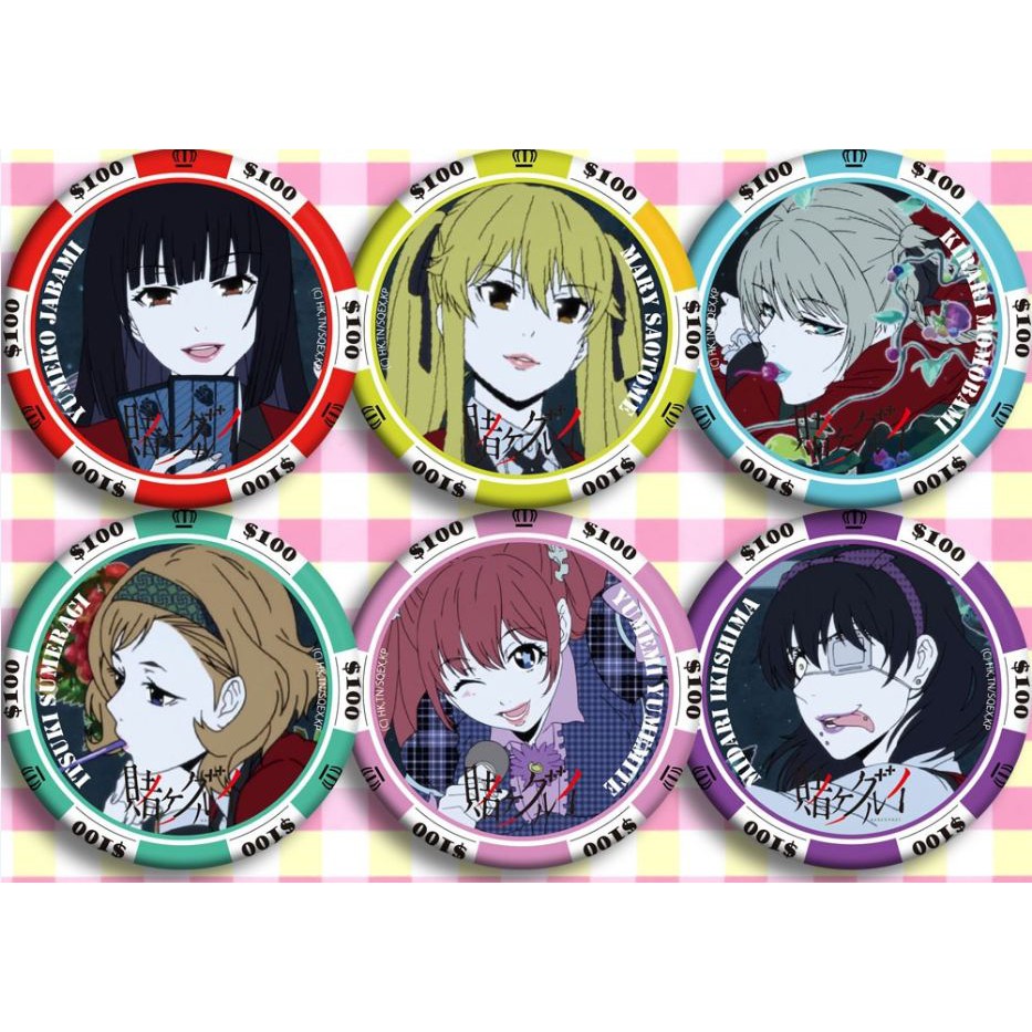 (POKER CHIP 2) Huy hiệu IN HÌNH Kakegurui Học viện đỏ đen anime chibi ...