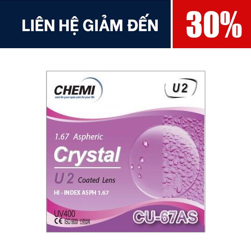 Tròng Kính Siệu Mỏng Cận Viễn Loạn Chống Tia UV, Hạn Chế Chói Chemi U2 1.67 ASP Chính Hãng - Mắt ...