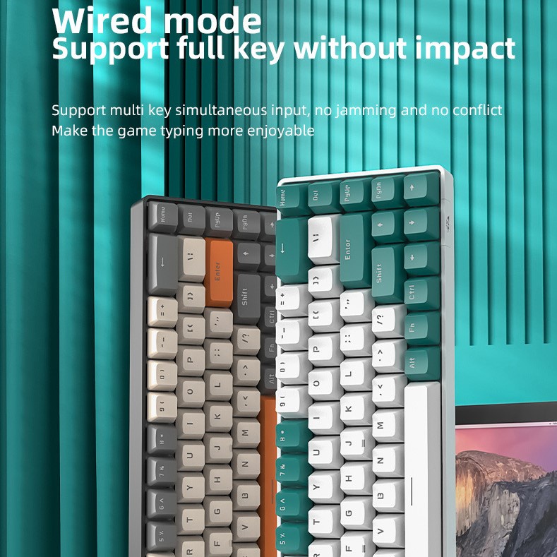 Bàn Phím Cơ Nhỏ Gọn Wolf T8 RGB Layout 68 Phím Keycap ABS Mix 2 Màu Cực ...