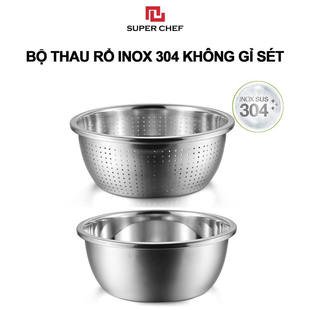 Bộ Thau Rổ Đa Năng Inox 304 Super Chef Dày, Sáng Bóng Bền Bỉ | Shopee ...