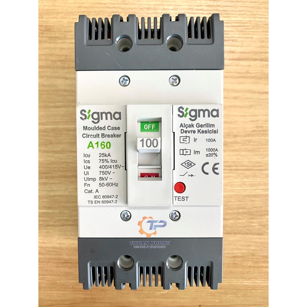 Cầu dao Sigma MCCB 3 pha, dòng cắt 25kA, 100A / 125A / 160A | Shopee ...