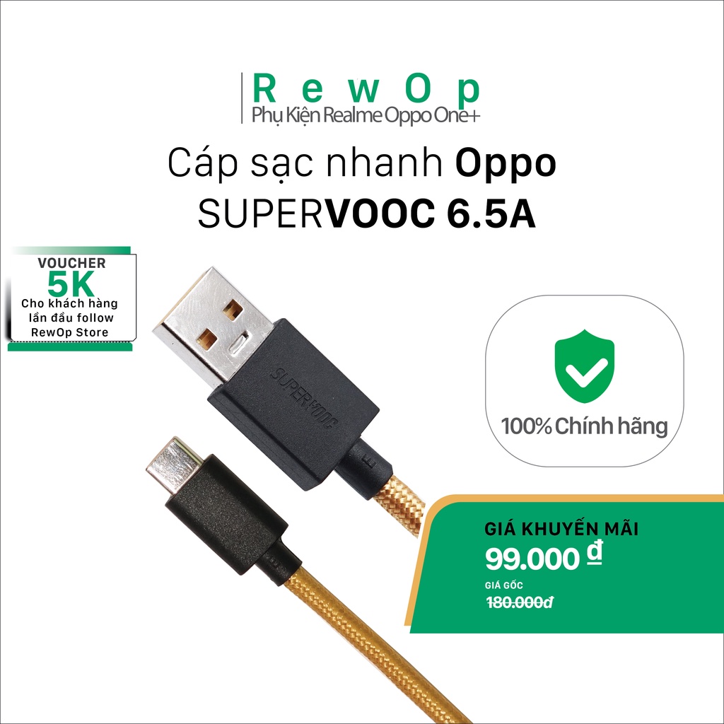 Cáp sạc nhanh SuperVOOC Type C 6.5A DL129 - Bọc dù siêu bền chống đứt ...