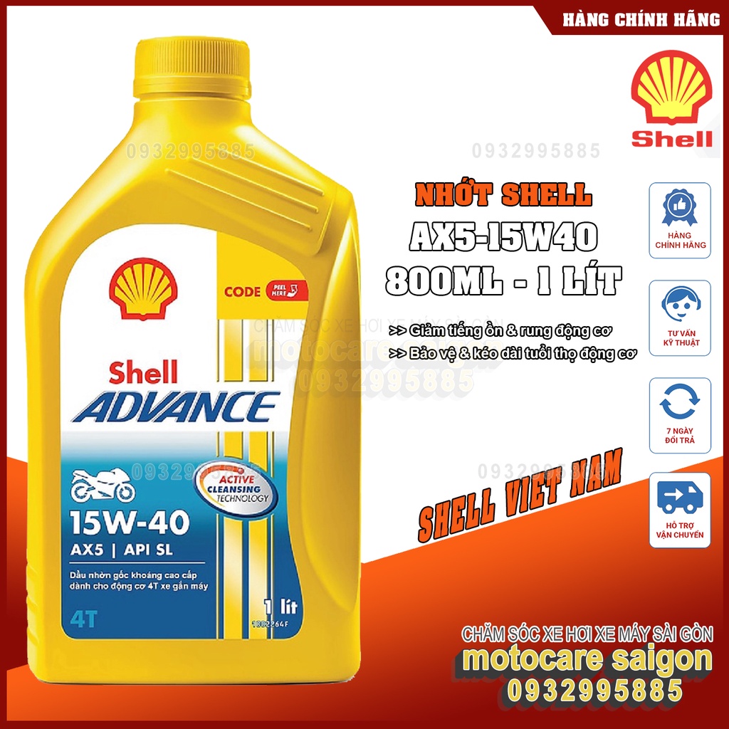 Nhớt Shell Advance 15w-40 AX5/ API SL dầu nhờn gốc khoáng cao cấp cho ...