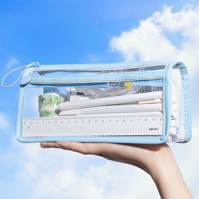 Hộp đựng bút trong suốt 2 ngăn - túi đựng bút học sinh cute - hộp bút ...