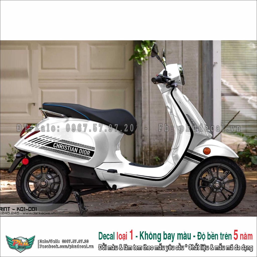 Tem rời Vespa trắng CHRISTIAN DIO (5) | Shopee Việt Nam