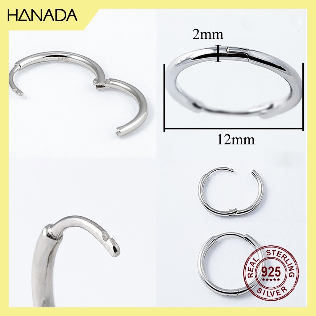 Bông Tai Bạc Hanada Khoen 1,2 cm Dày Size Đeo Đẹp Nhất Khuyên Tai Bạc Nam Nữ 0716-0884 B1-C1 ...