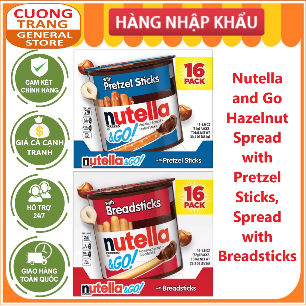 Bánh que chấm chocolate Nutella & Go Hazelnut Spread with Breadsticks 10. 16 hộp | Shopee Việt Nam