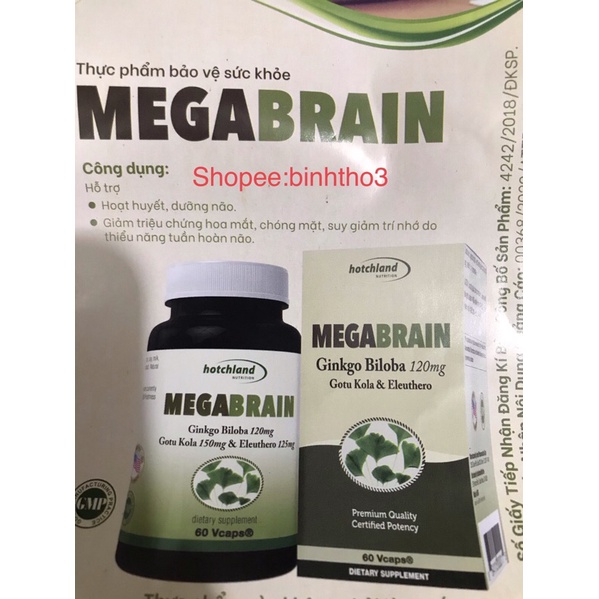 hoạt huyết dưỡng não megabrain (ginkgo biloba, cao bạch quả:giảm triệu chứng hoa mắt,thiểu năng ...