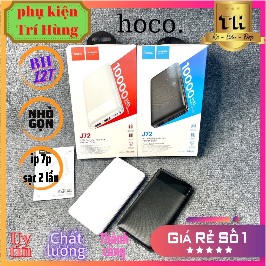 Sạc dự phòng hoco j72 10000mah bảo hành 12 tháng chính hãng, 2 cổng sạc ...