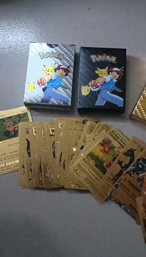 Bộ 55 Thẻ Bài Pokemon Kim Loại Màu Vàng Kim Vmax GX | Shopee Việt Nam