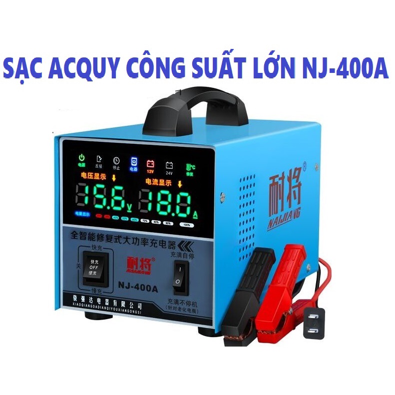 Máy Sạc ắc quy tự động NJ 400A-12V-24V- Sạc Công Suất Lớn 4Ah-400Ah 12V-24V Khử Sunfat Công Suất ...
