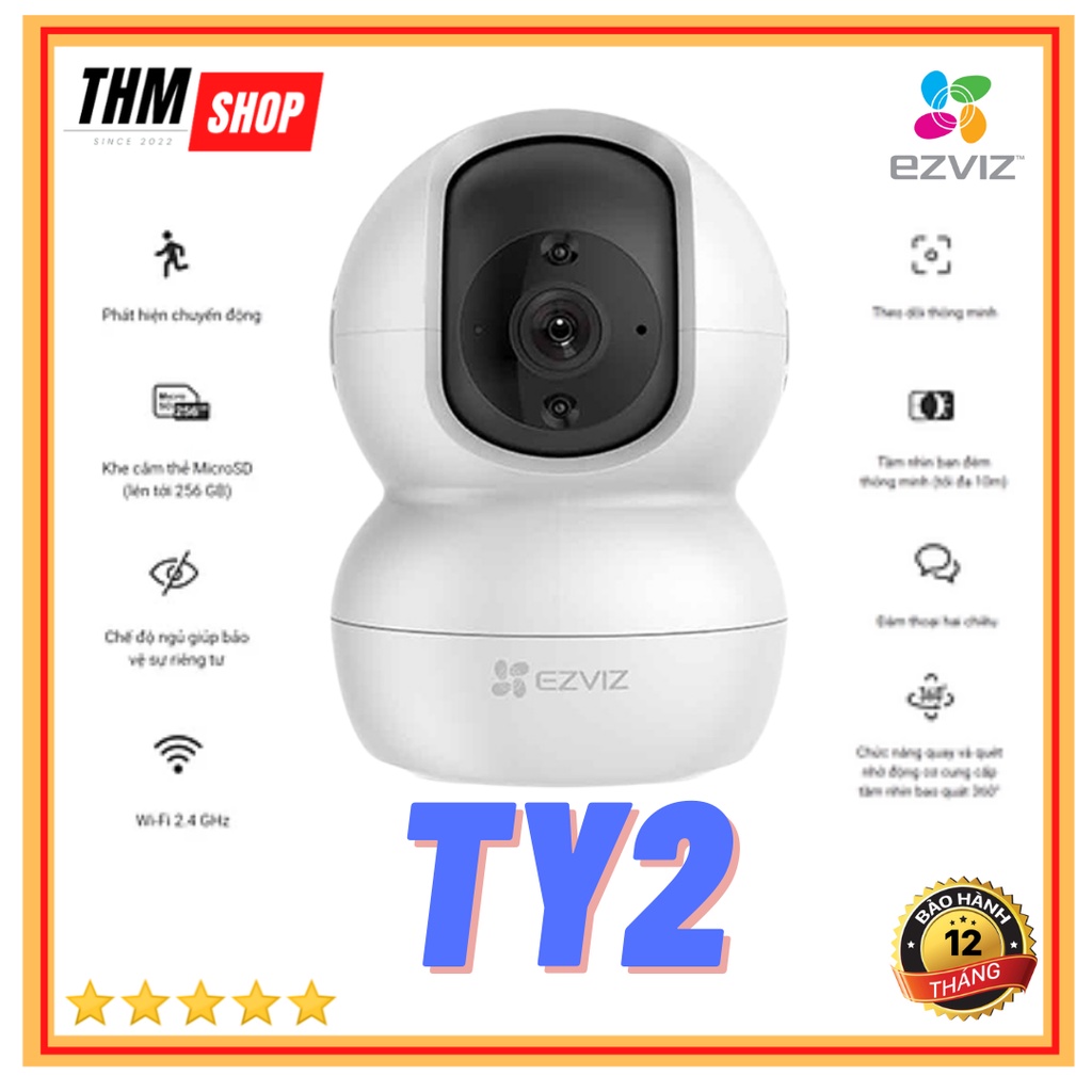 Camera Wifi EZVIZ TY2 Xoay 360°, Đàm Thoại 2 Chiều, Độ Phân Giải Nét ...