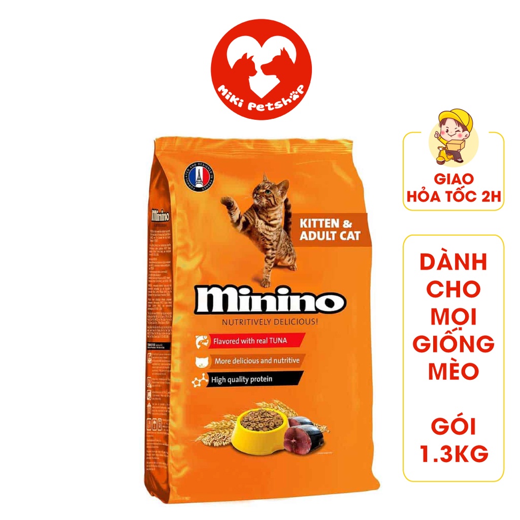Thức Ăn Cho Mèo Hạt Minino Vị Cá Ngừ Gói 1.3Kg - Miki Petshop | Shopee ...